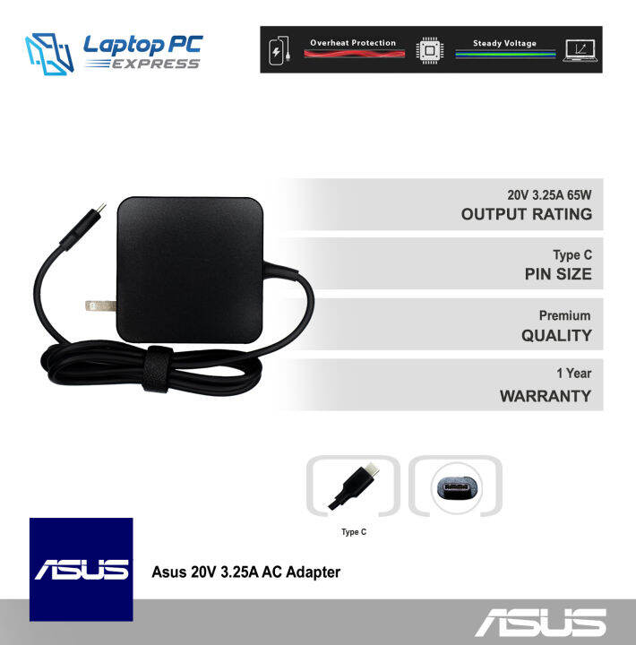 Asus Laptop Notebook Charger 19V 3.25A 65W Type-C Compatible with ASUS ...