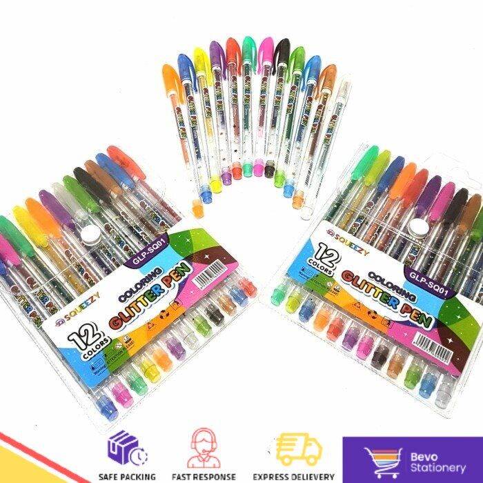 BEVO STATIONERY - Pulpen Gel Warna Glitter / Glitter Pen Squeezy 12 ...