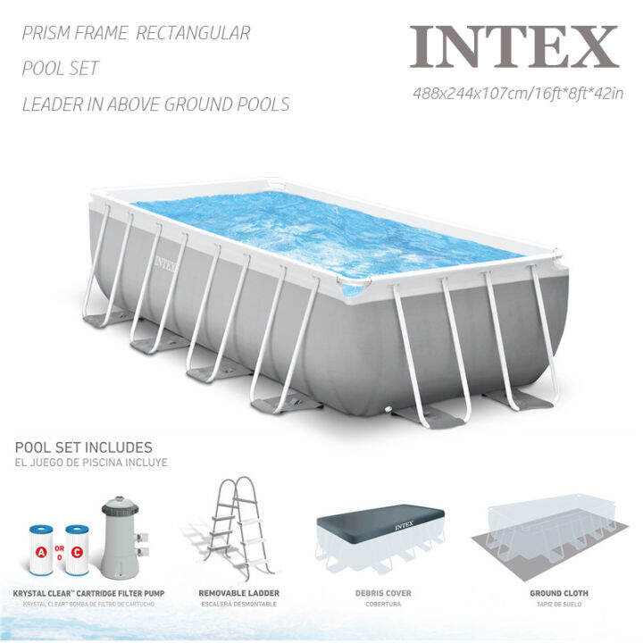 INTEX PRISM RECTANGULAR FRAME POOL SET*16ft x 8ft x 42in/488x244x107cm ... INTEX PRISM RECTANGULAR FRAME POOL SET*16ft x 8ft x 42in/488x244x107cm ...