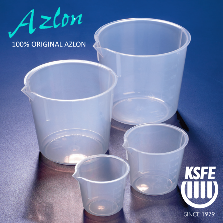 [ORIGINAL] Azlon Beaker Tapered Polypropylene 1L / 1000ml (Moulded Grad ...