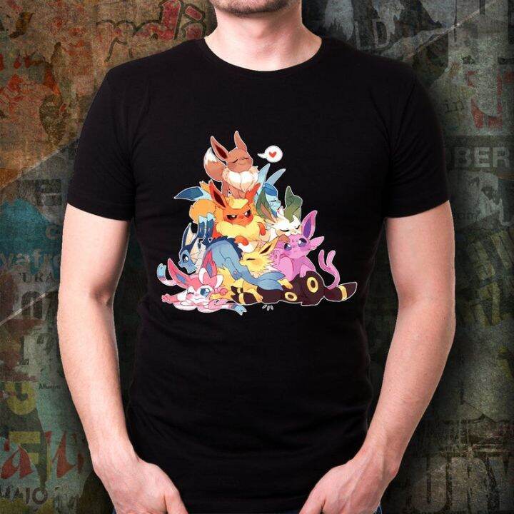 T shirt for men/Eevee Eeveelutions Pokemon Black Tshirt Glaceon Sylveon Eevee Flareon Jolteon ...