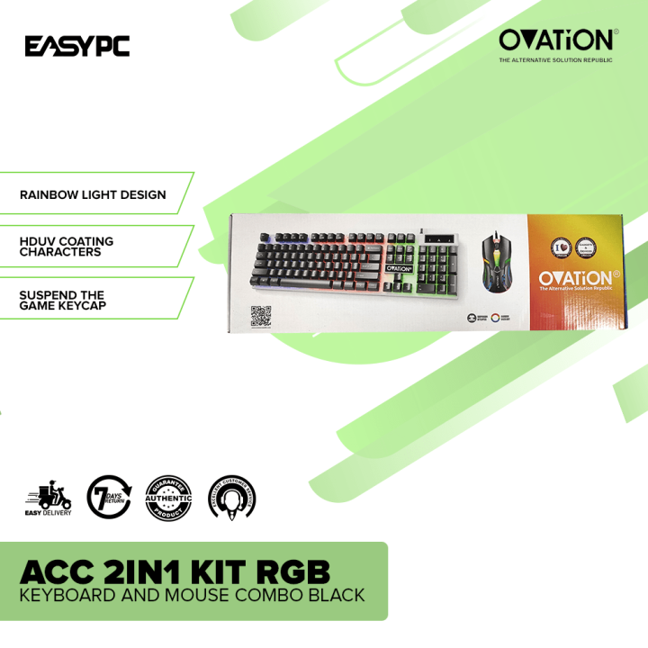 EasyPC | Ovation ACC 2in1 Kit RGB Keyboard and Mouse Combo Black, White ...