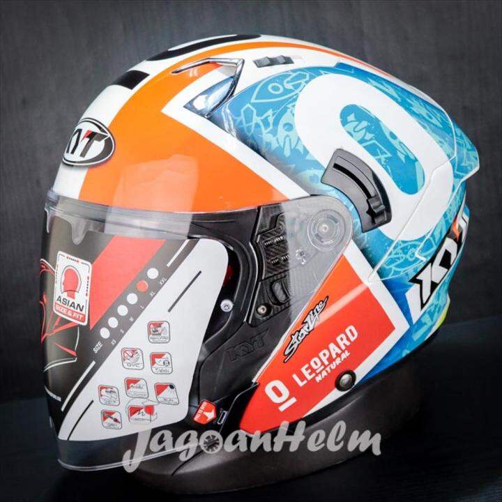 KYT HELM NFJ FOGGIA MISANO 2021 | WHITE BLUE OREN | DOUBLE VISOR ...