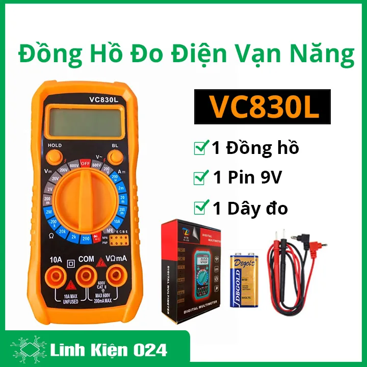 Đồng hồ đo vạn năng Digital Multimeter VC830L màn hình kỹ thuật số đo ...