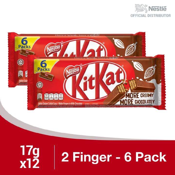 Nestle Kit Kat 2F Milk Chocolate Bar Flowrap 6-Pack 17g - Pack of 2 ...