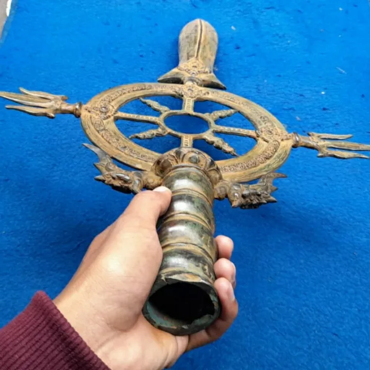 Tombak Pataka Kala Cakra Trisula Kembar Besi Tua | Lazada Indonesia