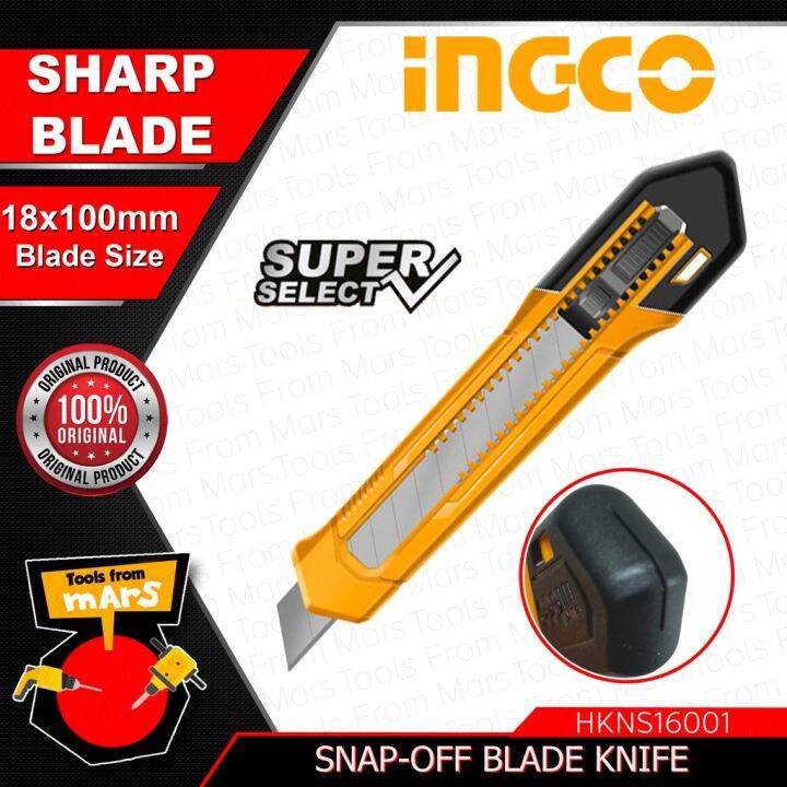Ingco Snap Off Blade Utility Knife Cutter 18mm X 100mm Super Select