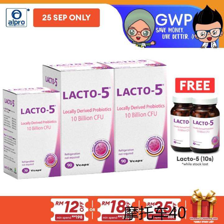 Lacto-5 Probiotics For Digestion System (500mg x 90s x 2) Free 30s | Lazada