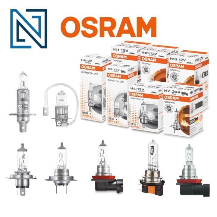 Original OSRAM H1 H3 H4 H7 H11 H15 H16 12V / 24V Headlights Fog Lights Halogen Bulb Mentol ...