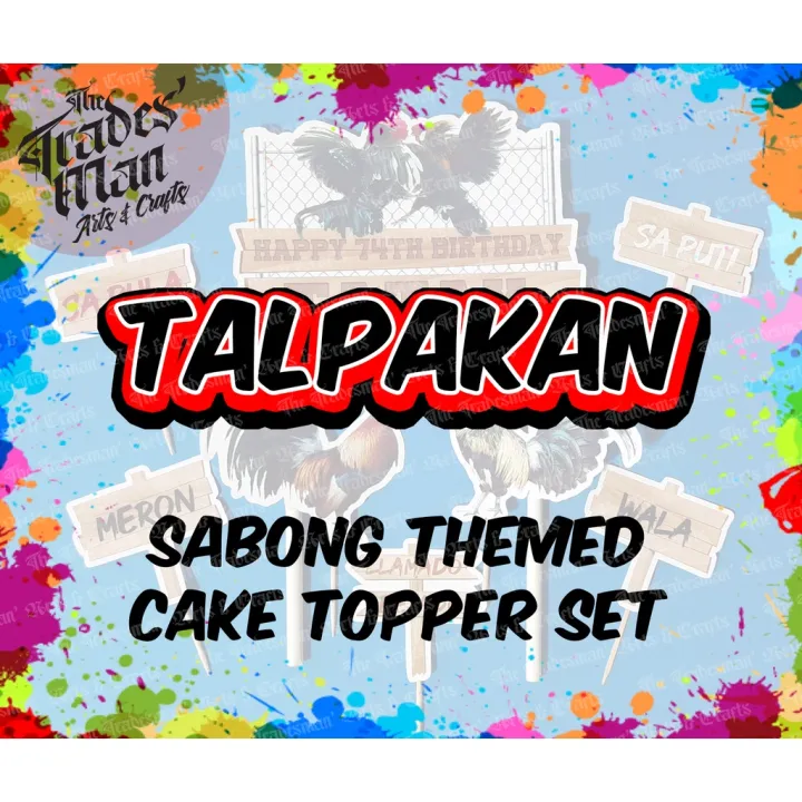 %&NTalpakan - Sabong Theme Cake Topper Set - with FREE NAME & AGE ...