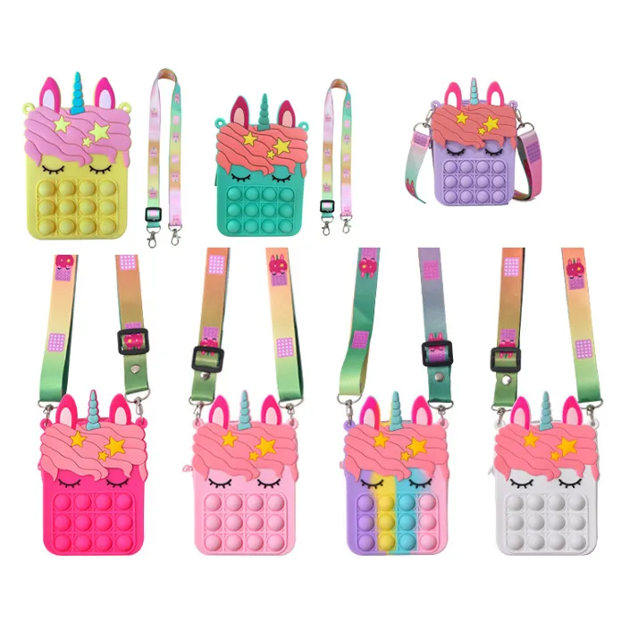 Pop it bag Unicorn pop it bag Fidget Toys Keychain Sling Bag For Kids ...