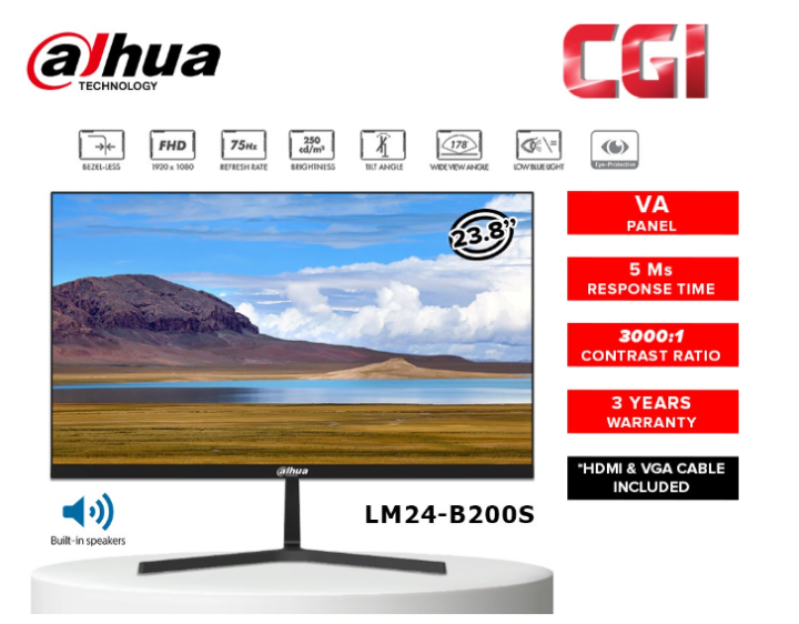 Dahua 23.8" LM24-B200S 75hz 5ms VA FHD Monitor with built in speaker | Lazada