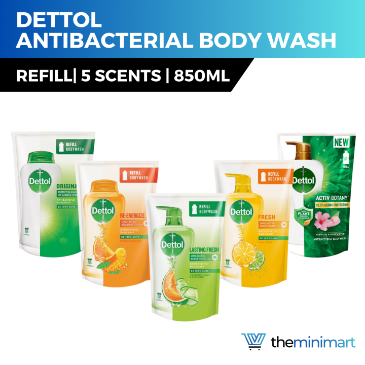 Dettol Antibacterial Body Wash Refill 850ml - Original/Re Energize/Lasting Refresh/Active Botany ...
