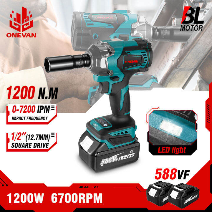 ONEVAN 1200N.m ประแจผลกระทบไฟฟ้าแบบไม่มีแปรงพร้อมซ็อกเก็ต 1/2 นิ้ว 8 Gears ประแจไร้สายสำหรับ ...