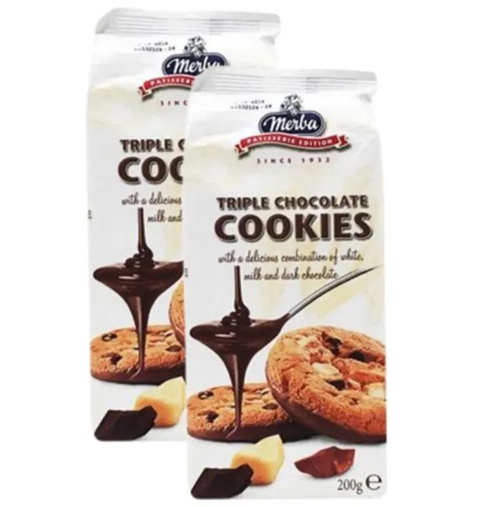 Merba Triple Chocolate Cookies เมอร์บา คุกกี้ รสทริปเปิลช็อคโกแลต 200g ...