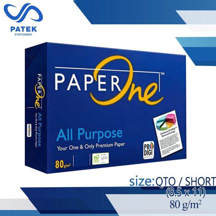 Patek Stationery Paper One All Purpose Bond Paper / QTO Size 80 gsm. 1 ...