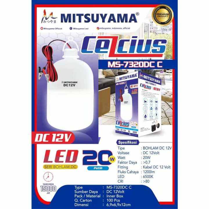 Lampu Emergency 20 Watt Mitsuyama AKI LED DC 12 Volt Kabel Panjang 1.5 ...