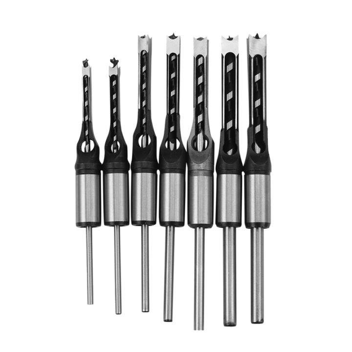 7pcs 1/4 to 1/2 Square Hole Drill Bit 45 Steel Mortising Drilling ...