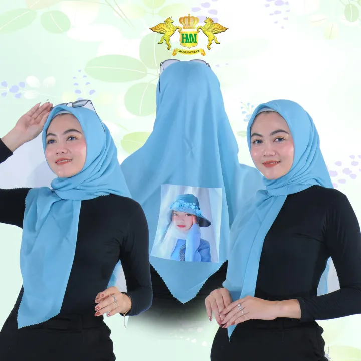 Hijab Bella square Hijab Sablon DTF kerudung Bella Square Laser cut ...