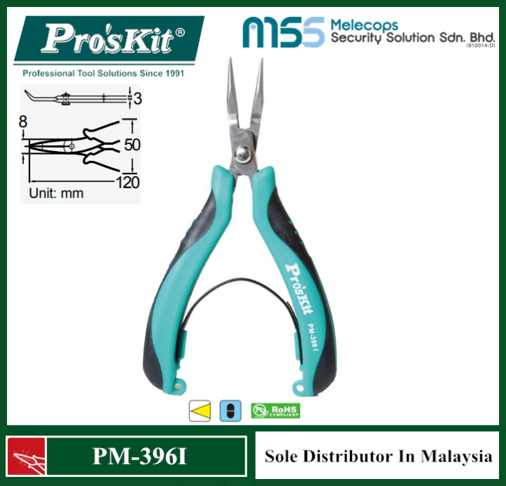 Pro'skit PM-396I Stainless Bent Nose Plier (120mm) | Lazada
