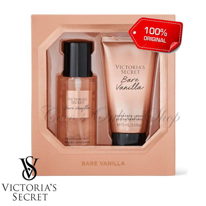 Original! Victoria's Secret Bare Vanilla 2 Piece Mini Fragrance Mist 75mL & Lotion 75mL Gift Set ...