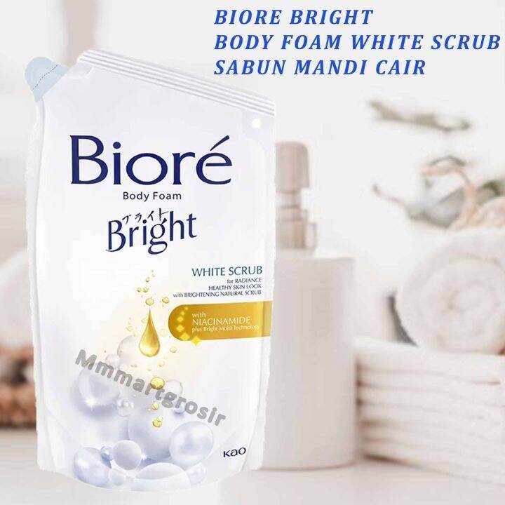 Biore Bright / Body Foam White Scrub / Body Wash Cair / 380ml | Lazada Indonesia