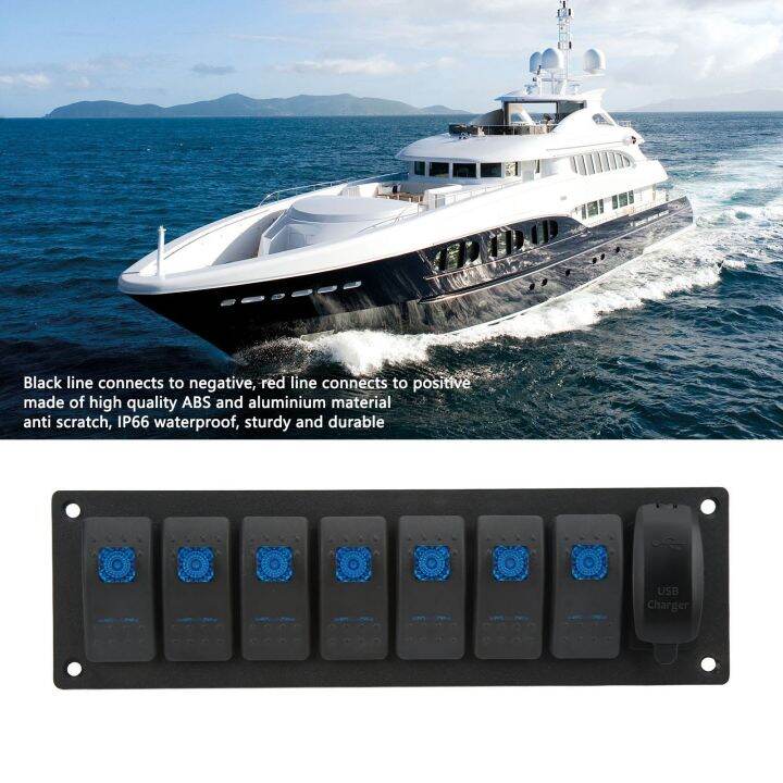 แผงสวิตช์เปิดปิด Rocker 7 Gang Marine Toggle Switch Panel ป้องกันรอยขีด ...