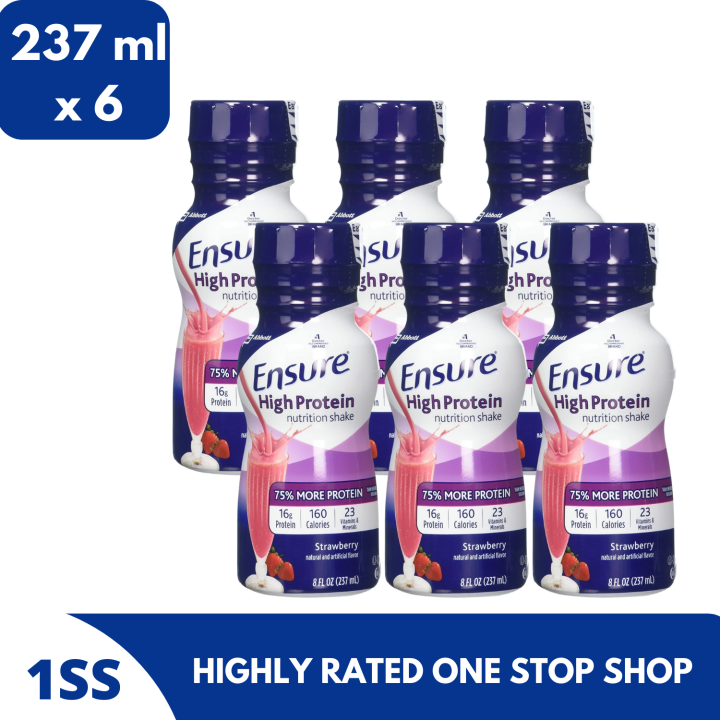 Ensure High Protein Nutrition Shake Strawberry, 237ml set of 6 | Lazada PH