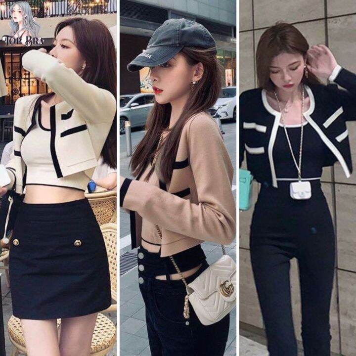 เสื้อกล้าม+เสื้อคลุมแขนยาว สไตล์เกาหลี 🍭 สีพื้นผ้านิ่ม พร้อมส่ง (L3031 ...