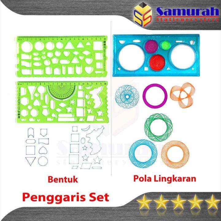 Penggaris Fancy Pola Lingkaran Bulat Geometri / Garisan Bentuk Kotak ...