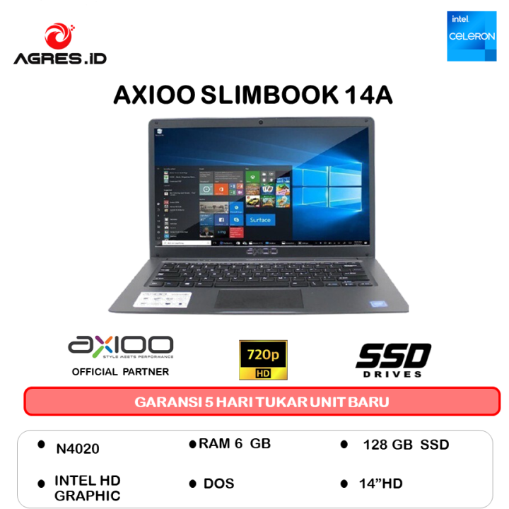 LAPTOP AXIOO SLIMBOOK 14A N4020 RAM 6GB 128GB SSD DOS 14.0 - GREY ...