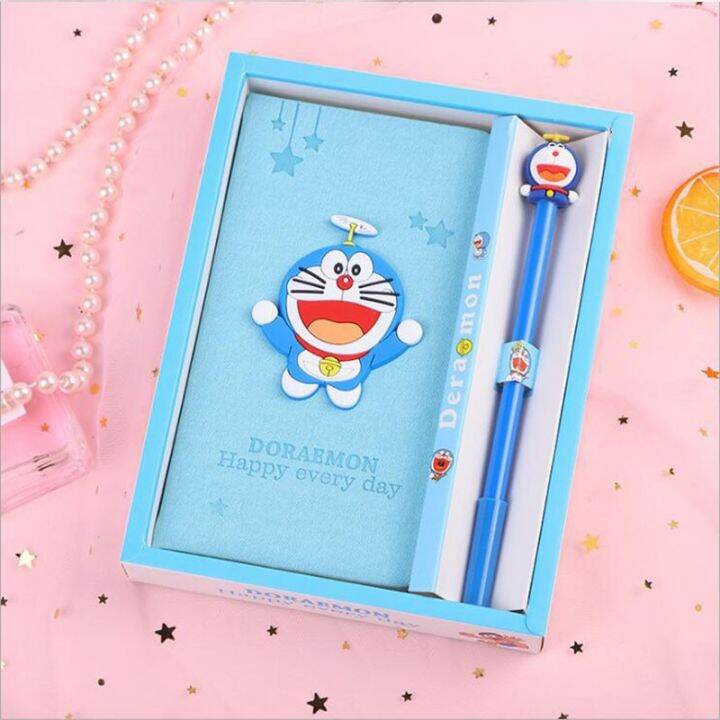 {Wenchuang office} Kawaii Doraemon Notebook Set With Gel Pen Creative ...