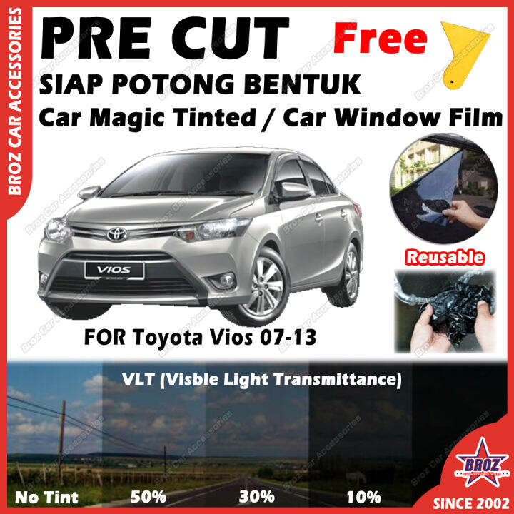 For Toyota Vios 2007 - 2013 Magic Tinted Removeable and Reusable Car ...
