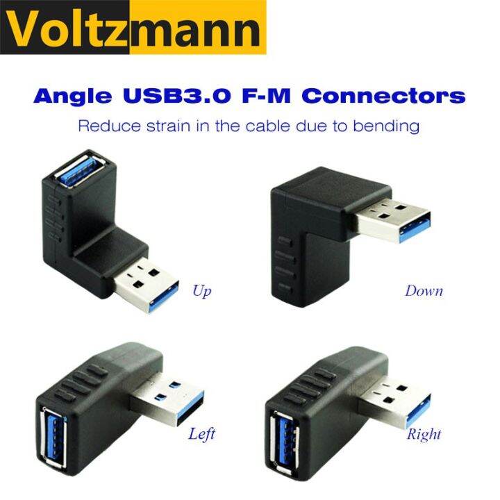 ♙USB 3.0 Elbow 90 Degree Bend Right Angle Male To Female Connector ...