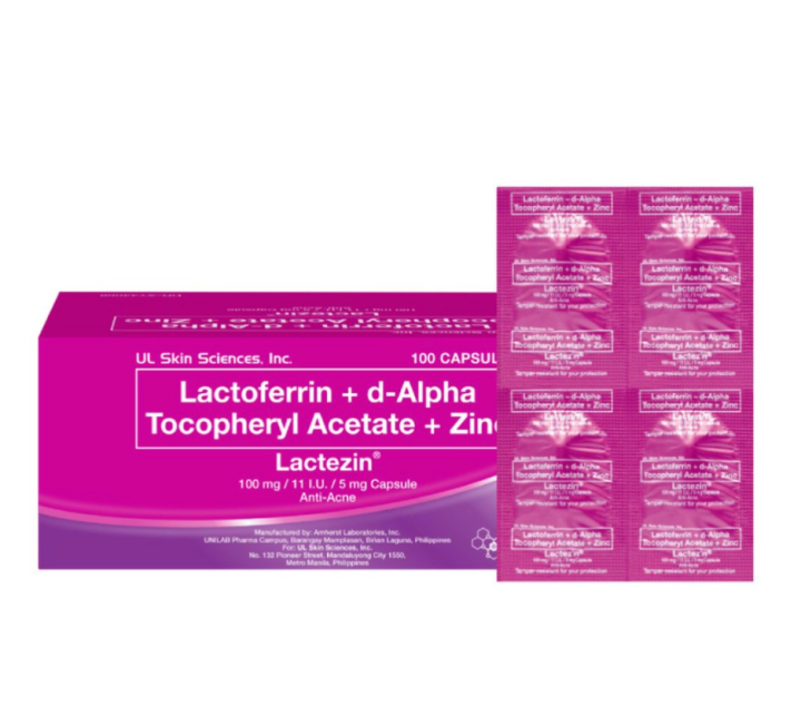 Lactezin Anti-Acne 28 capsules (Lactoferrin + Vitamin E + Zinc) | Lazada PH