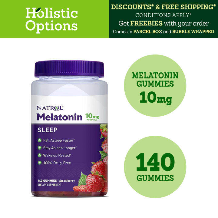 [Authentic] Natrol, GUMMIES, Melatonin, Strawberry, 10 mg, 140 Count ...