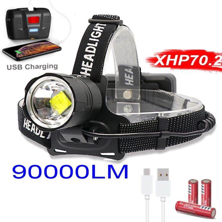 (new) 9000 lm original cree xlamp xhp 70 . 2 brightest ไฟฉาย led ...