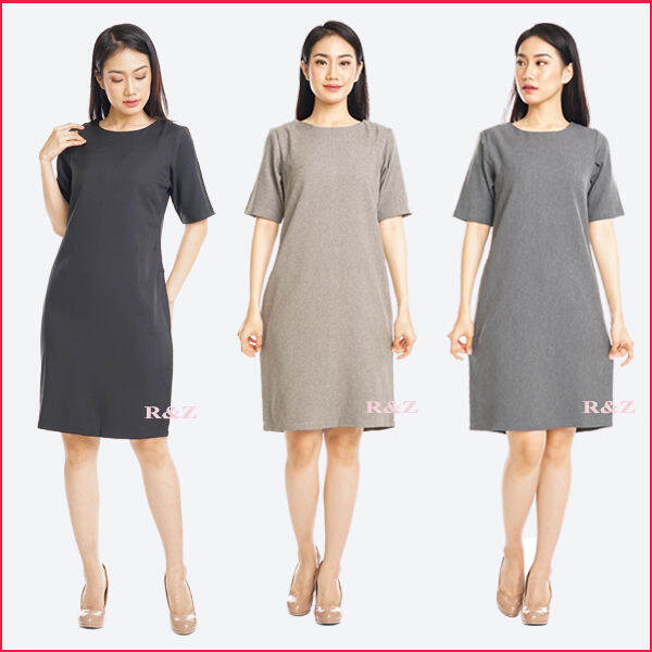 RZ dress kerja wanita kantor formal elegant baju dres hitam kantoran ...
