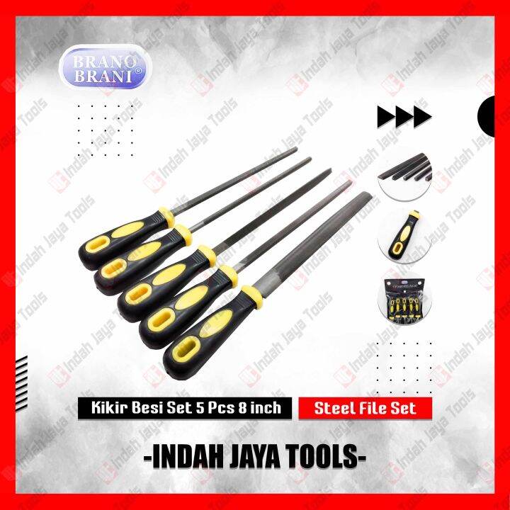 BRANO Kikir Besi 8 Inch Set 5 Pcs 1 Set Kotak Segitiga Alat Asah Besi ...