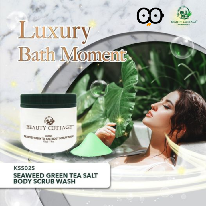 Beauty Cottage Seaweed Green Tea Salt Body Scrub Wash (500G) | Lazada