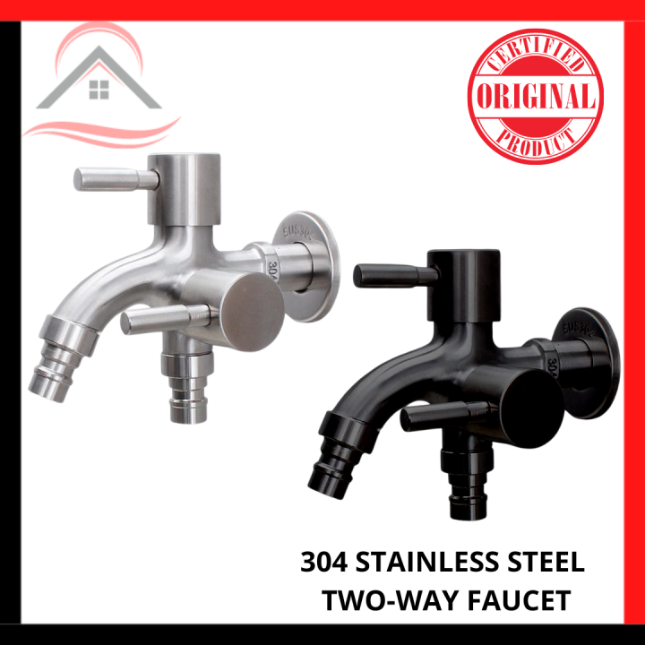 🚿🛁304 Stainless Steel Wall-in Faucet 1 in 2 out Multifunctional Water ...