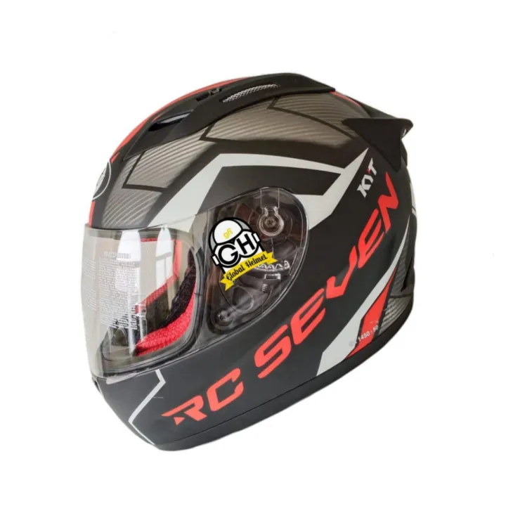 HELM FULL FACE KYT RC7 RC-7 RC SEVEN MOTIF #18 MATT BLACK RED | Lazada ...