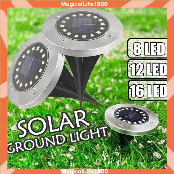 Solar 8/12/16LED Circular Ground Light Waterproof Underground Outdoor ...