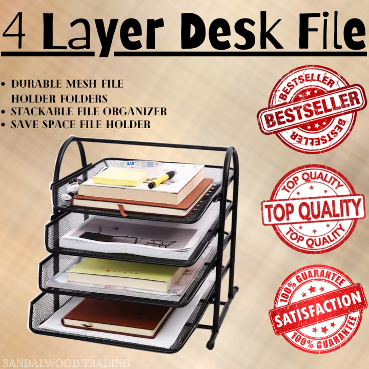 TOP SELLING 4 LAYER DESK FILE | Mesh Office File Organizer for ...
