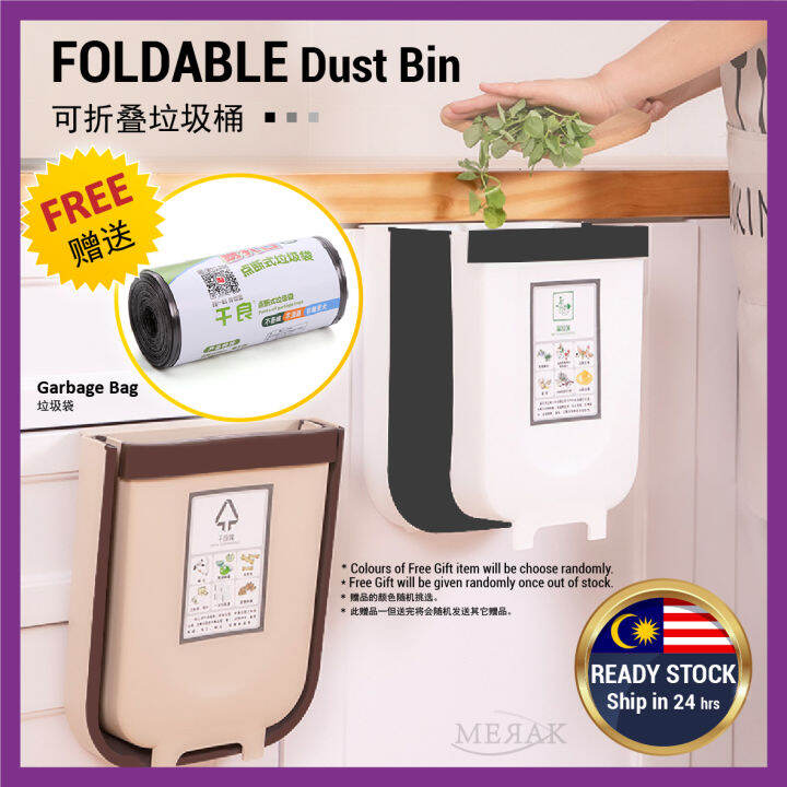 Folding Trash Bin Hanging Kitchen Living Room Wall Hanging Car Dustbin ...