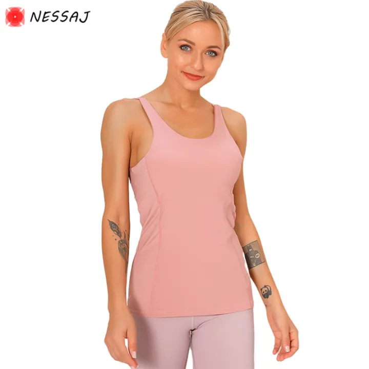 Nessaj เสื้อกีฬาโยคะสำหรับยืดวิ่งออกกำลังกายแน่นเสื้อผ้าดัน Bra เสื้อ ...