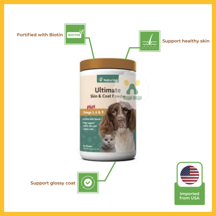 Naturvet Ultimate skin & coat Powder plus omega 3,6&9 for dogs and cats ...