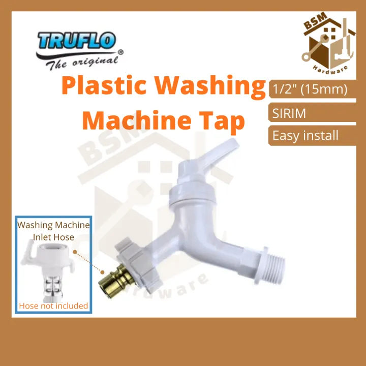 Truflo by Watertec Plastic Washing Machine Adapter Water Tap Wall PVC ...