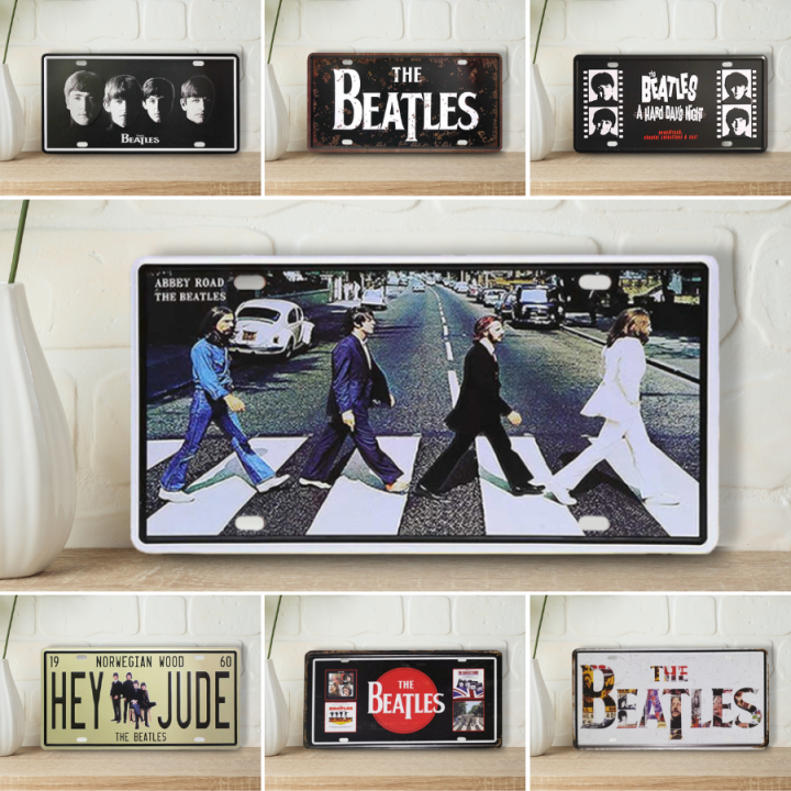 Decors and Beyond The Beatles Rustic Car Plate Metal Tin Wall ...