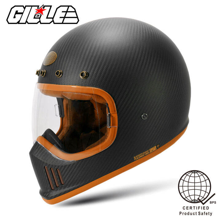 Gille AF10 SR PURE CARBON Classic Retro Full Face Vintage Helmet Single ...